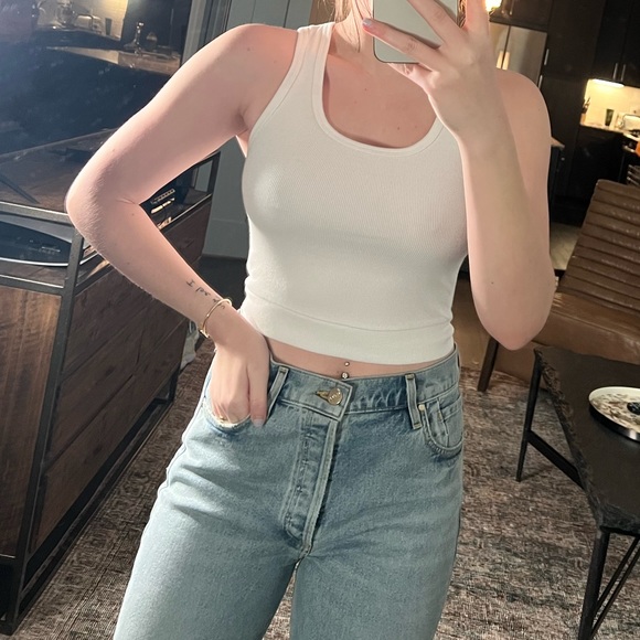 Tops | White Cropped Fitted Tank | Poshmark